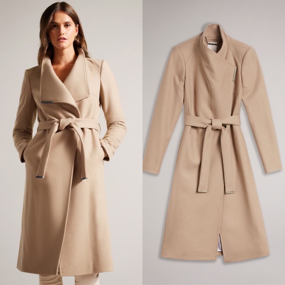 Ted Baker | Jackets & Coats | Ted Baker Rose Belted Camel Wool Cashmere Wrap Coat Final Price No ...
